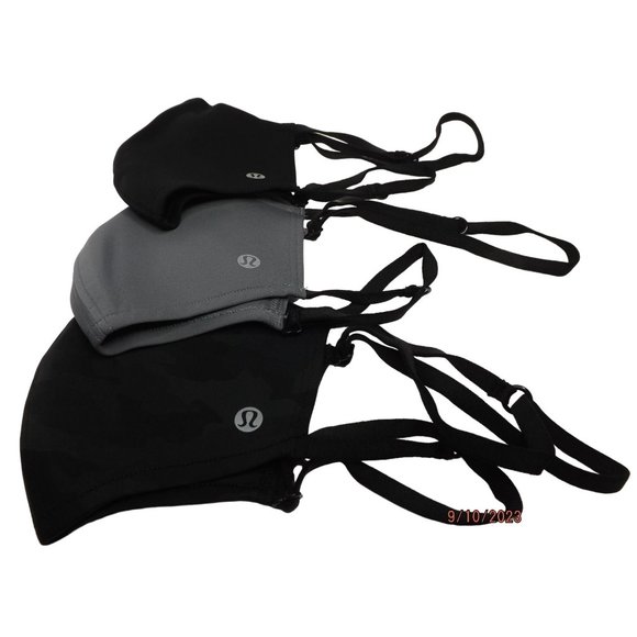 Other | Lululemon Double Strap Face Mask 3pk 2black 1grey Nib | Poshmark